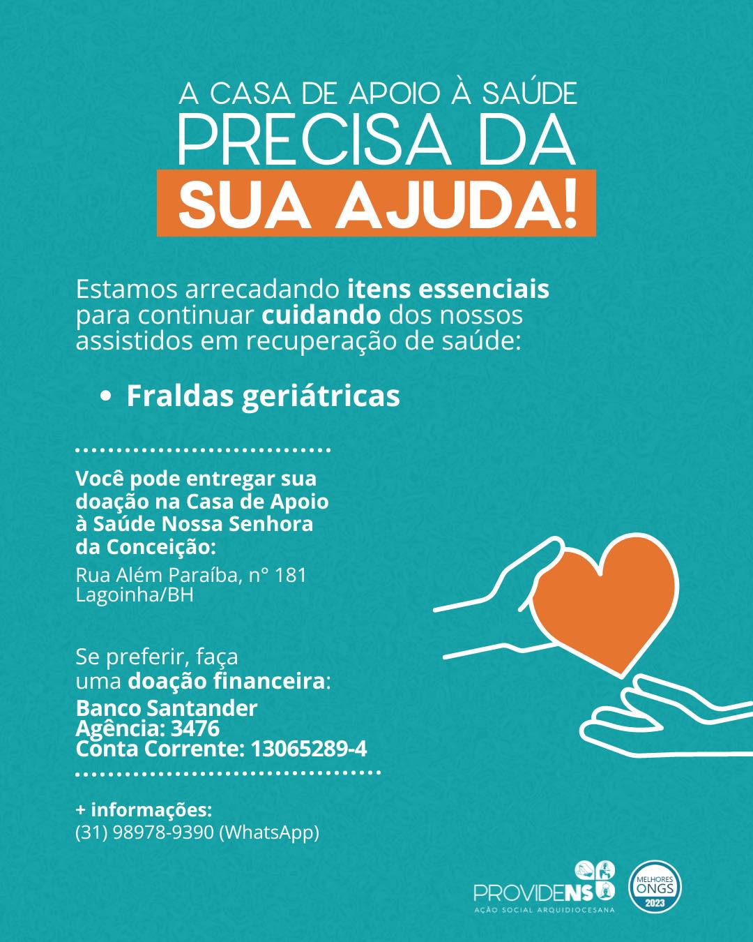 A Casa de Apoio à Saúde precisa da sua ajuda: doe fraldas geriátricas ...